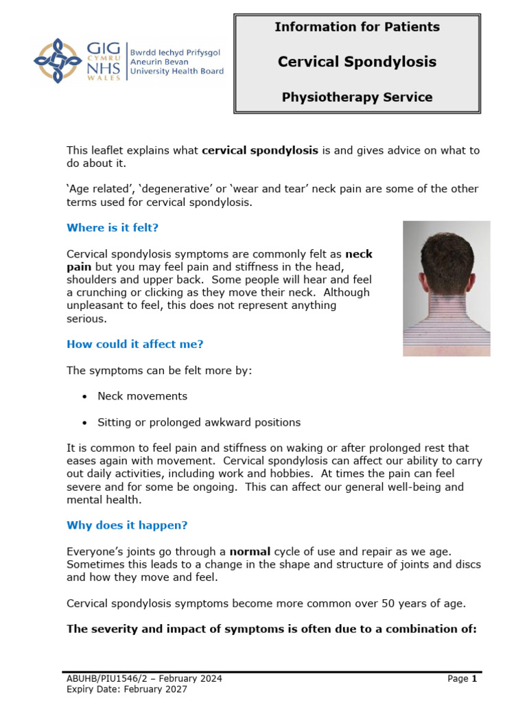 Cervical Spondylosis - PIU1546 | PDF