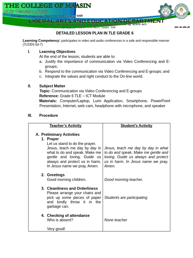 Detailed Lesson Plan in Tle 6 | PDF