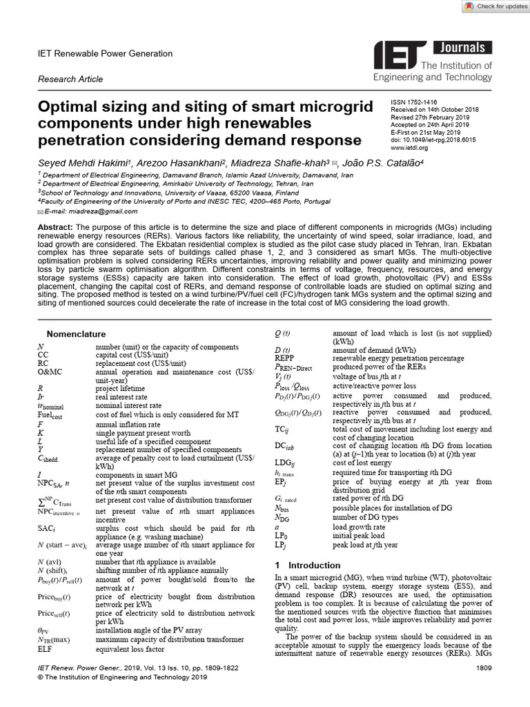 IET Renewable Power Gen - 2019 - Hakimi - Optimal Sizing and Siting of Smart Microgrid ...