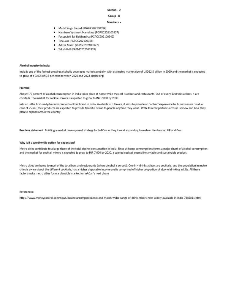 D8 InACan Research Matrix | PDF