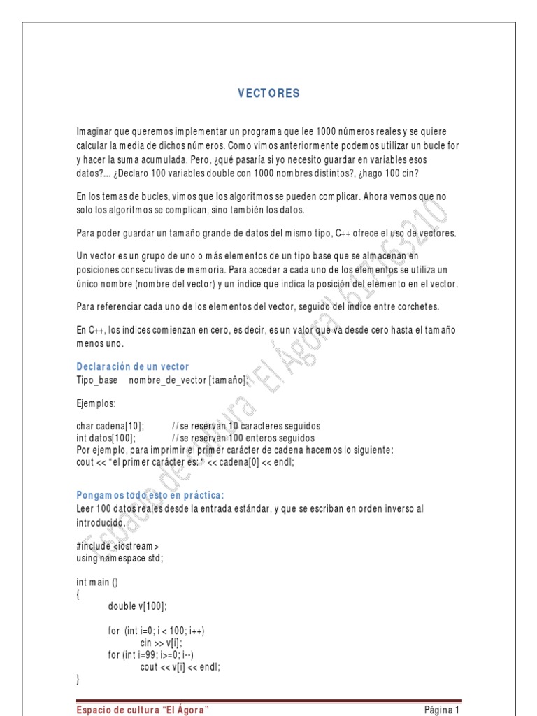 C++ Vectores | PDF | Estructura de datos de matriz | C
