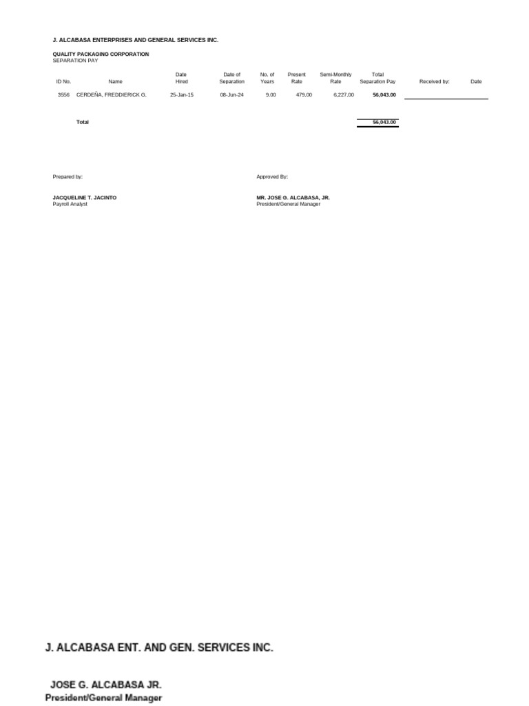 Separation Pay Computation | PDF