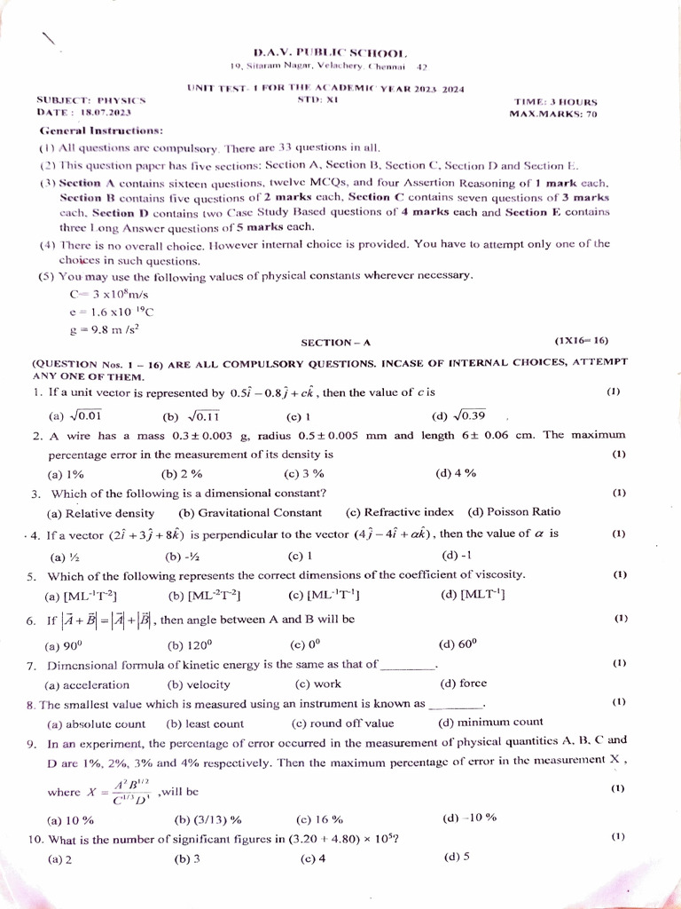 Physics Ut-1 | PDF