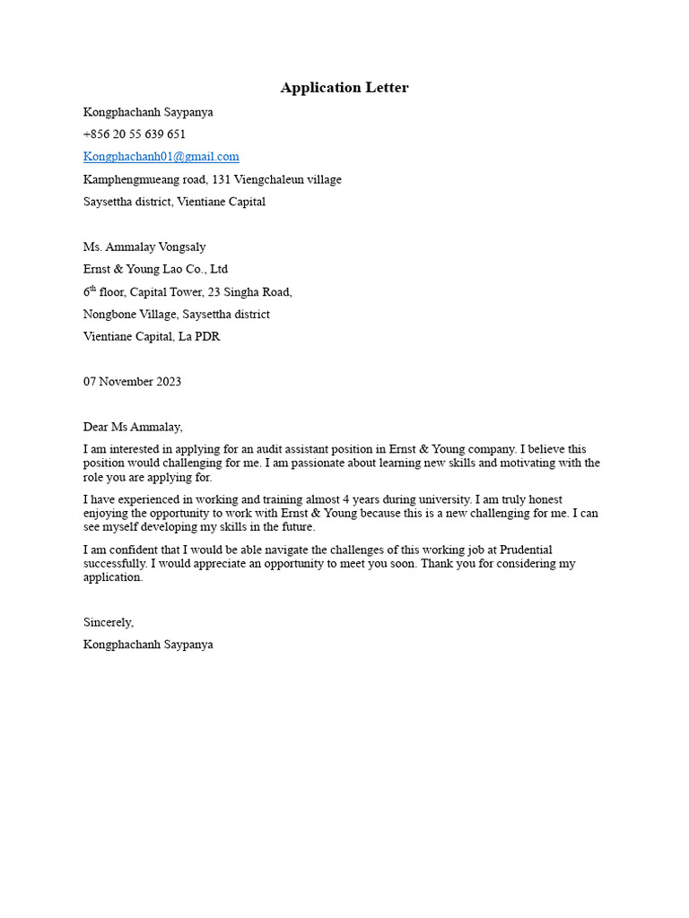 Application Letter | PDF