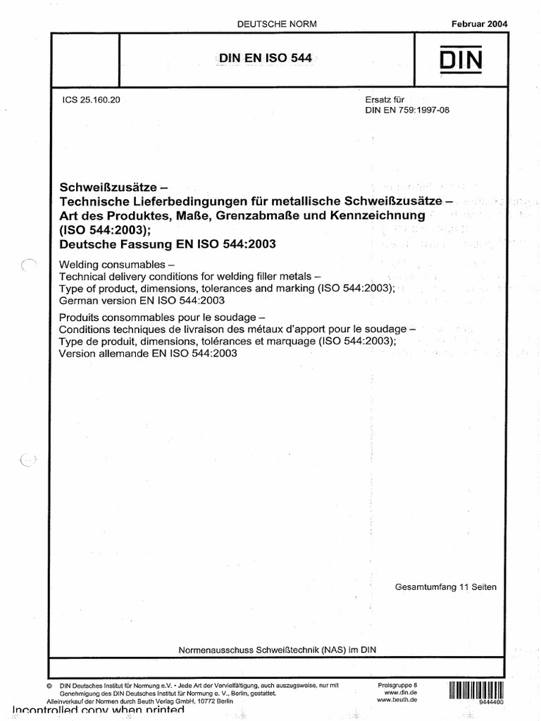 Din en Iso 544 | PDF