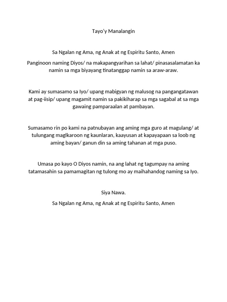 Panalangin Sa Flag Ceremony | PDF