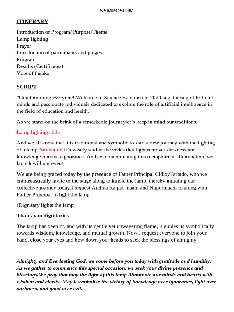 Symposium On Ai Script To Introduce Participants | PDF