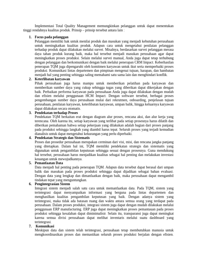 Prinsip TQM | PDF