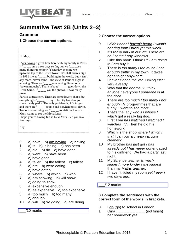 LB3 Summative Test 2B | PDF