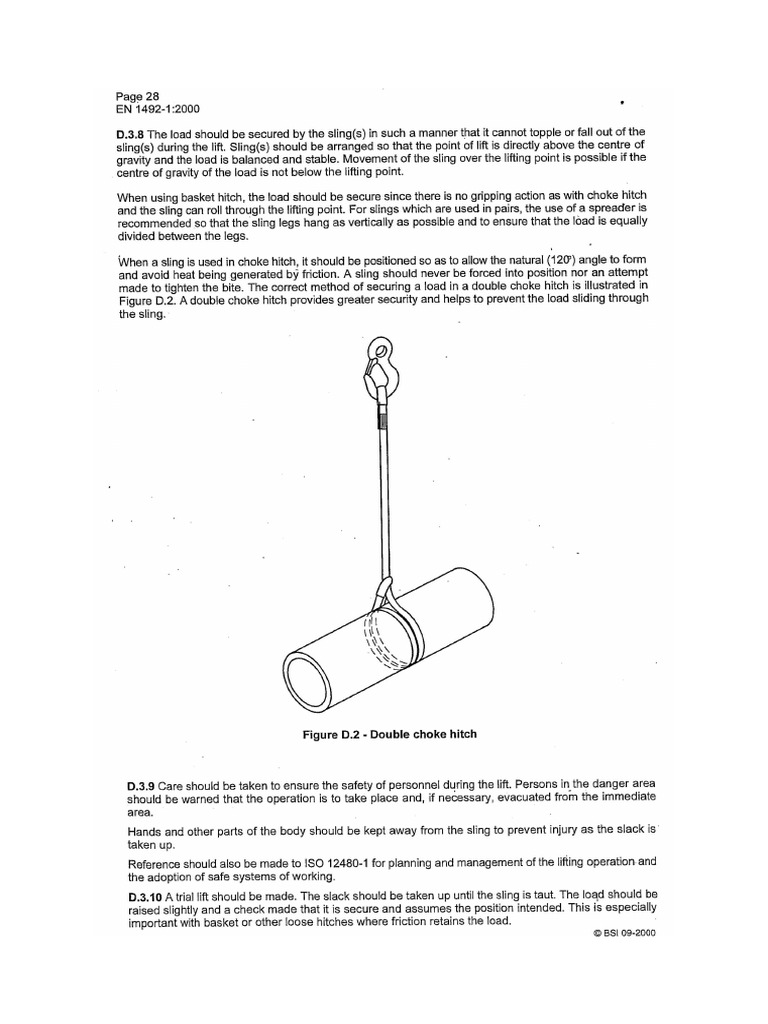 Extract Round slings choke hitch BS EN 1492-1 | PDF