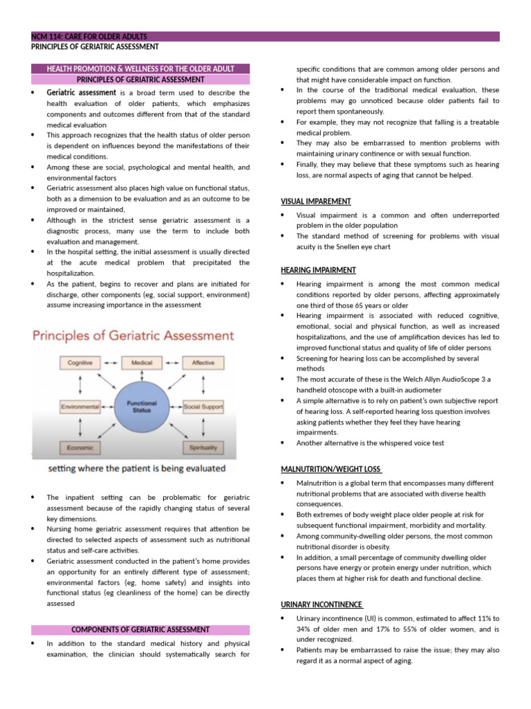 3. Principles of Geriatric Assessment | PDF