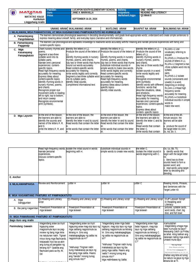 WEEK 8 READING DAY 1 TO 5 | PDF