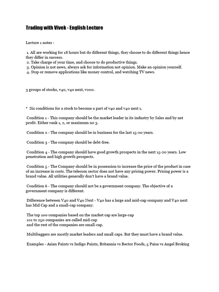 Trading With Vivek | PDF