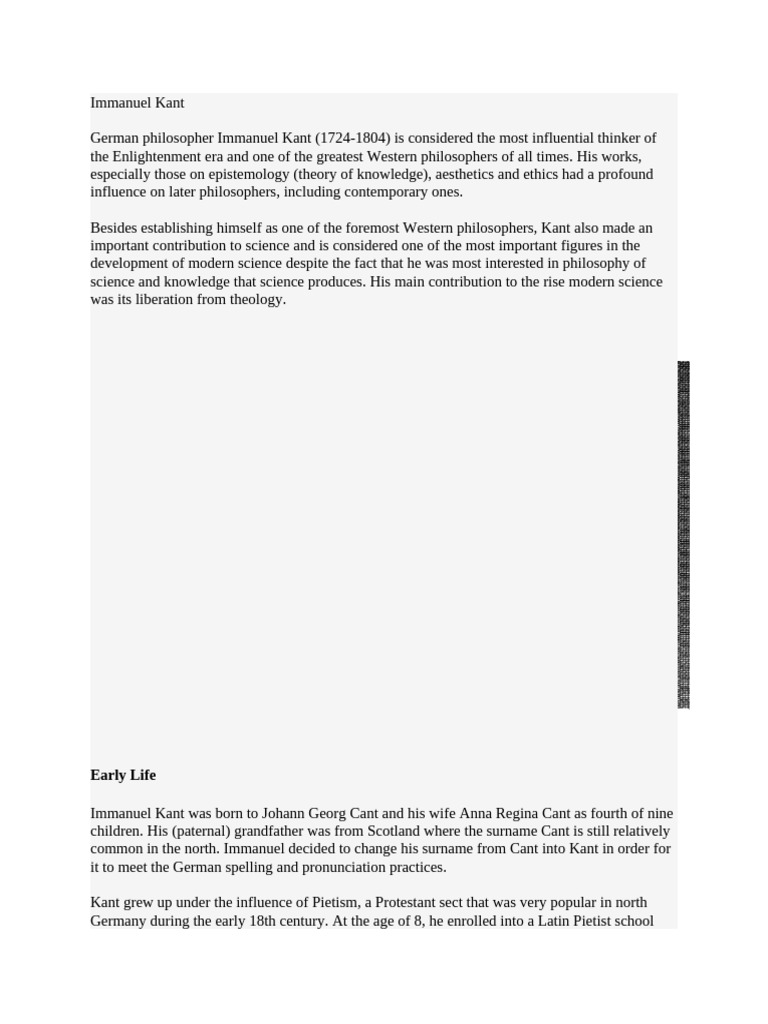 Immanuel-Kant (Life and Philosophy) v2 | PDF