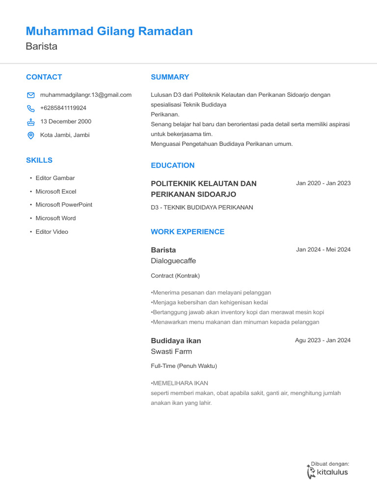 CV Muhammad Gilang Ramadan | PDF