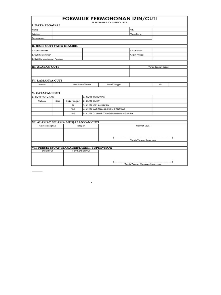 Form Cuti-Ijin | PDF