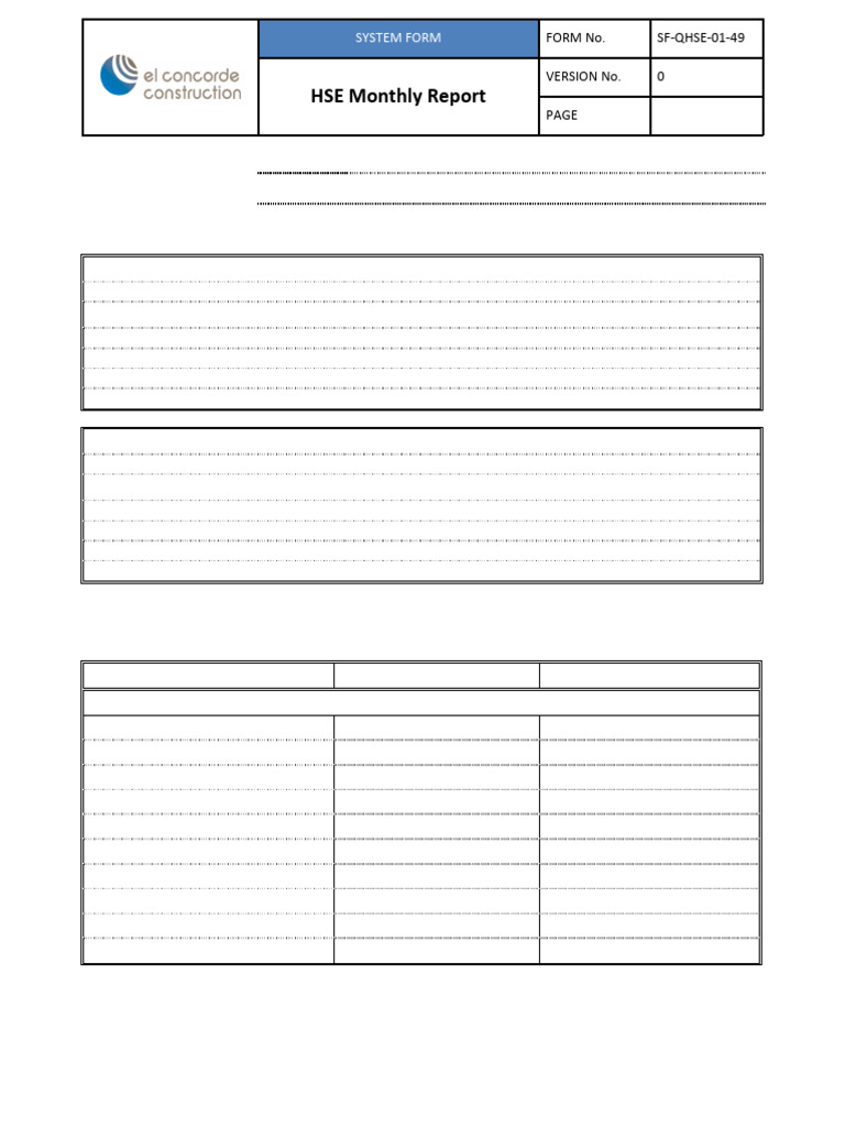 SF-QHSE-01-49 HSE Monthly Report | PDF