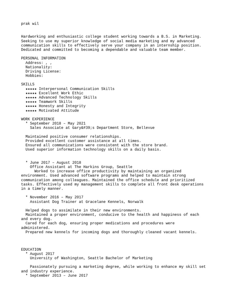 Prak Wil - Resume | PDF