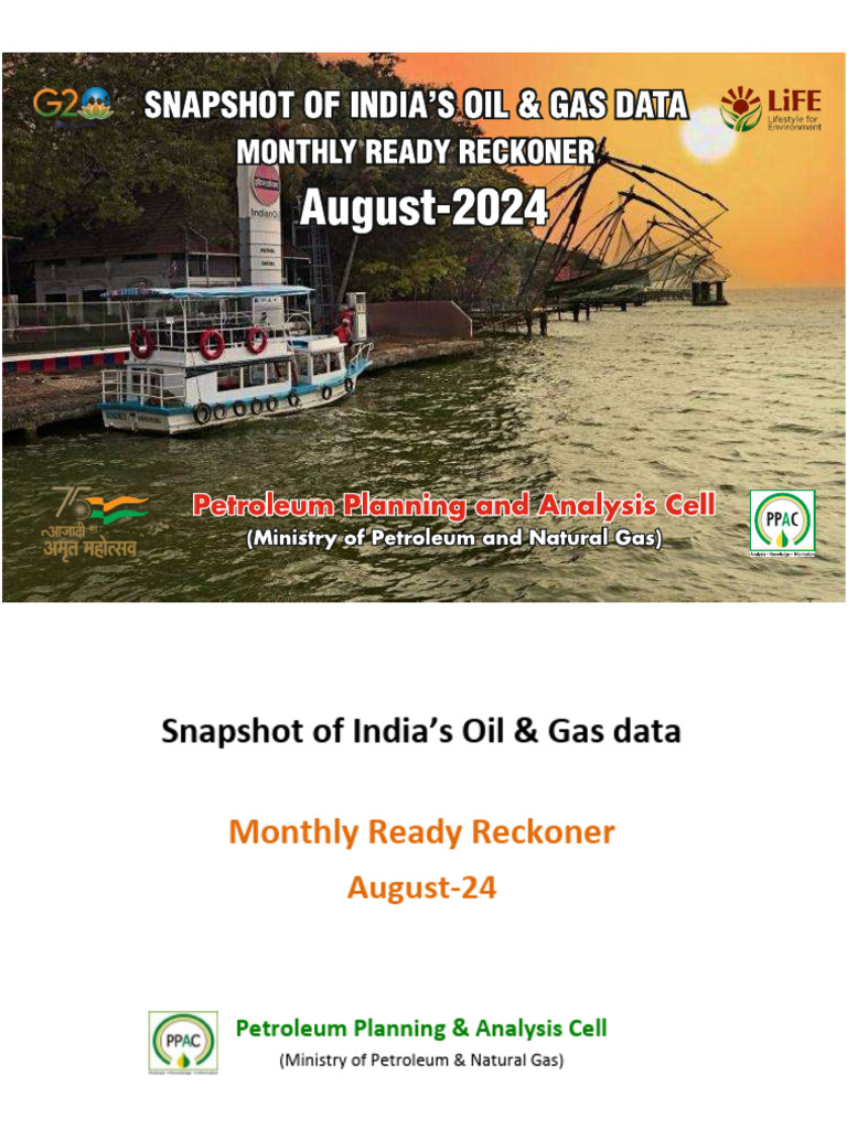 Snapshot of India OIl Gas Data August 2024 | PDF