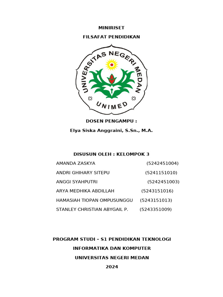 Cover Miniriset Filsafat Pendidikan | PDF