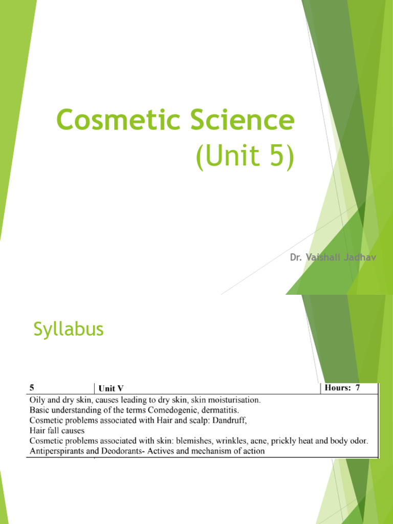 Cosmetic Science Unit 5 | PDF