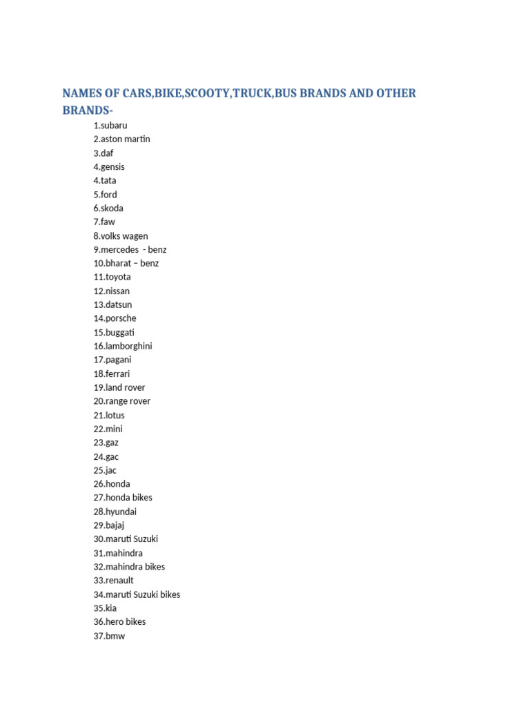 NAMES of Brands Around The World | PDF