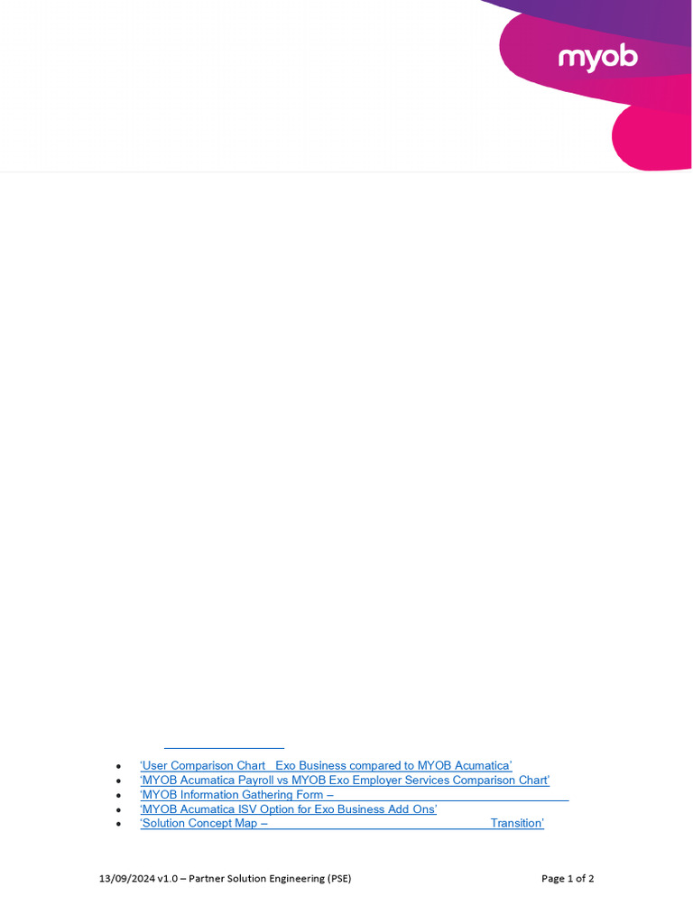 Tops Tips For A Successful Migration From MYOB EXO To MYOB Acumatica | PDF