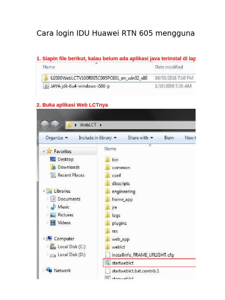 Cara Login WebLCT Untuk Huawei Type RTN 605 | PDF