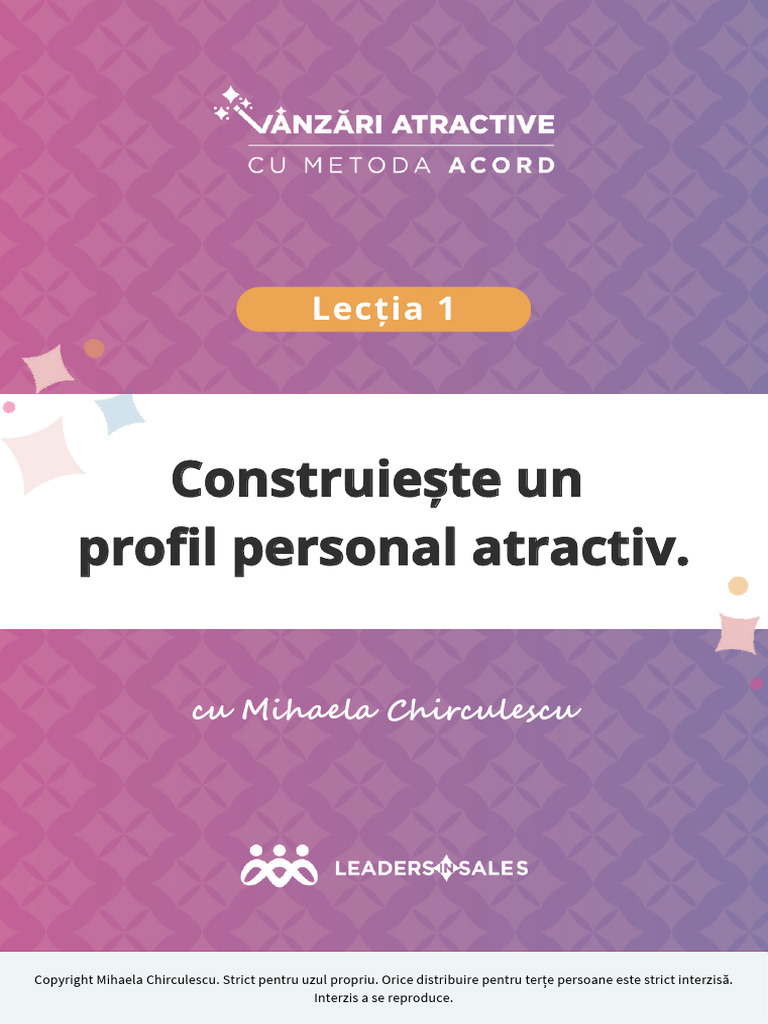 Mihaela Chirculescu Construiește Un Profil Personal Atractiv. (1) - 1 | PDF