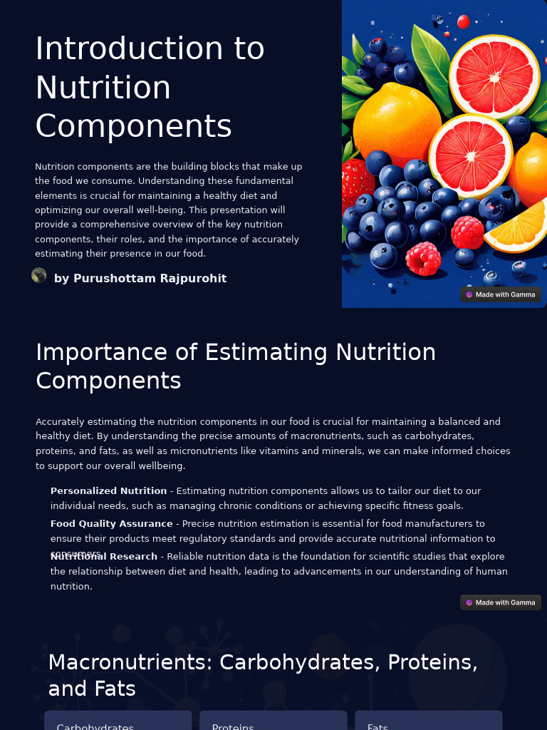 Introduction To Nutrition Components | PDF