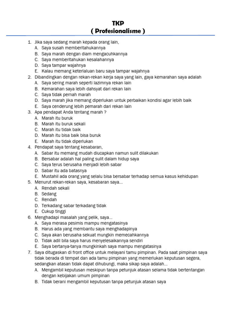 Latihan TKP (Profesionalisme) | PDF