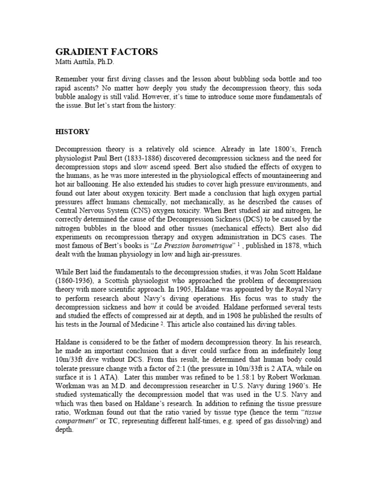 Gradient Factors by Matti Anttila, PH.D | PDF | Underwater Diving ...