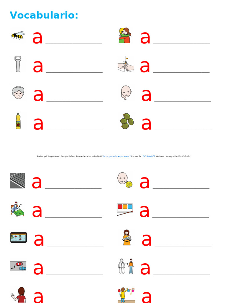 vocabulario palabras A | PDF