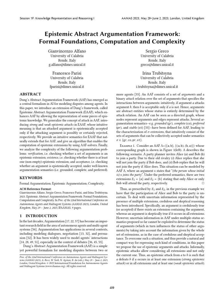 Epistemic Abstract Argumentation Framework Pdf