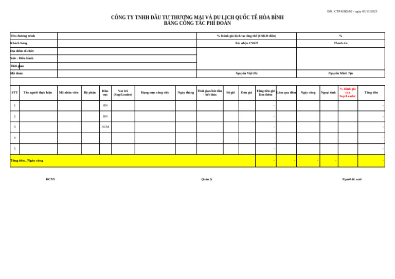 Form bảng kê CTP - AD 01.11.2023 | PDF