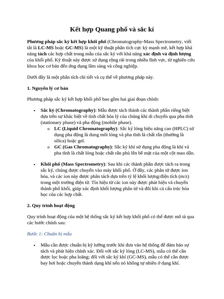 quang học ứng dụng: Kết hợp Quang phổ và sắc kí | PDF