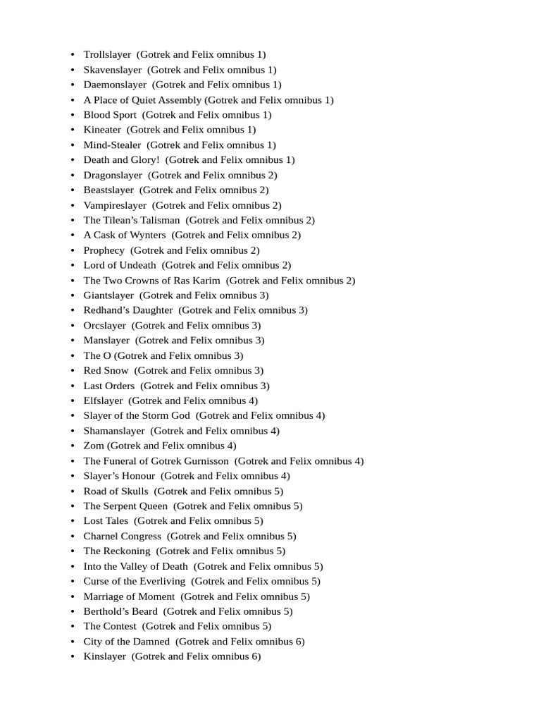 Gotrek Reading Order | PDF