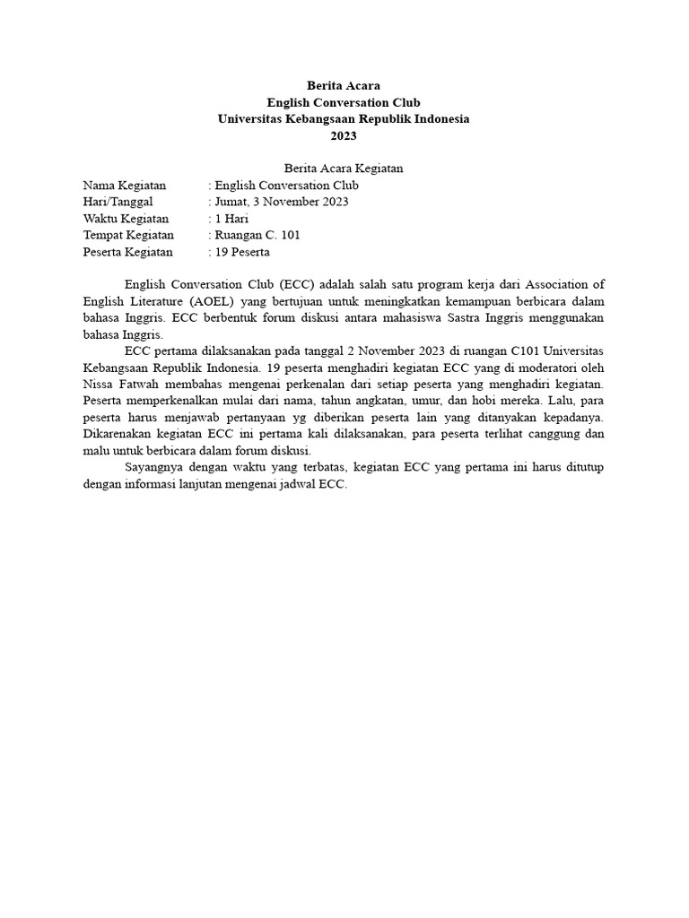 Berita Acara ECC | PDF