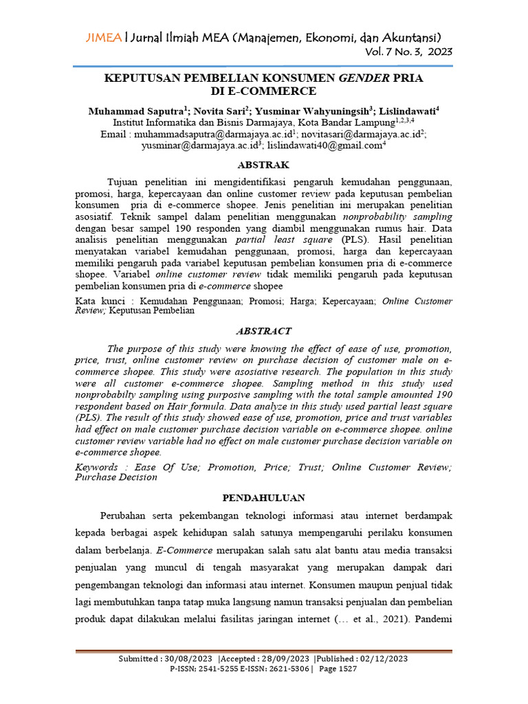Keputusan Pembelian Konsumen Gender Pria Di E-Comm | PDF