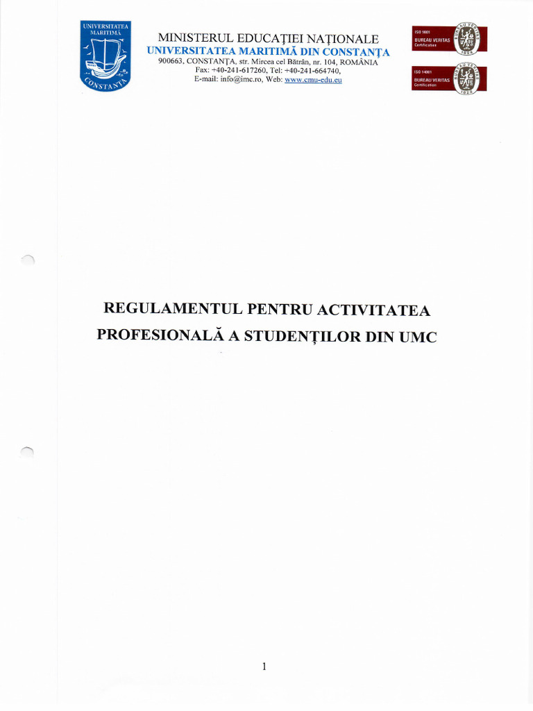 Regulament PT Activitatea Profesionala A Studentilor | PDF