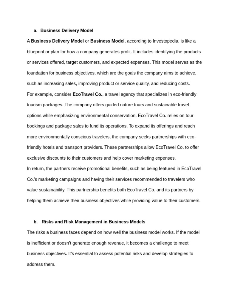 Business Delivery Model | PDF