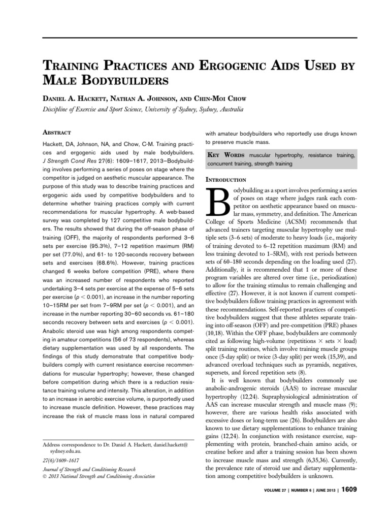 Training Practices and Ergogenic Aids Used by Male.20 | PDF
