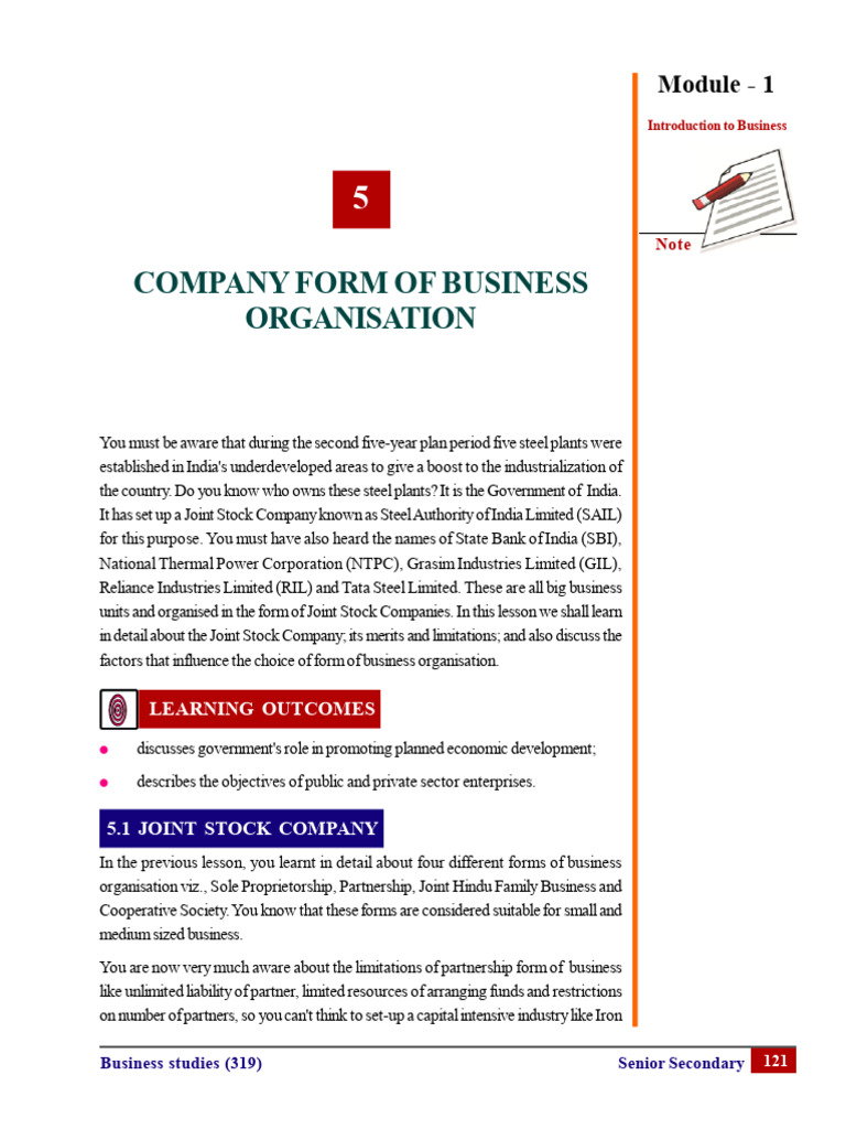 Company Form of Business Organisation | PDF