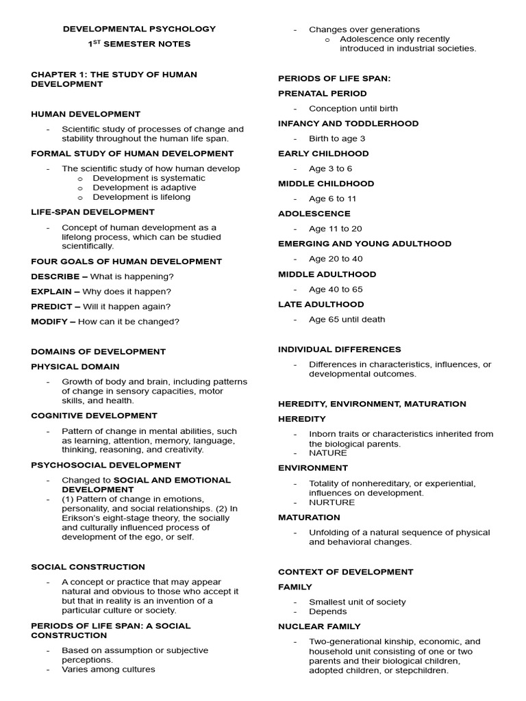 Developmental Psychology Notes | PDF | Twin | Zygosity