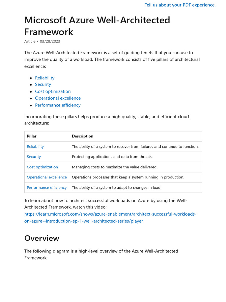 Azure Well Architected | PDF