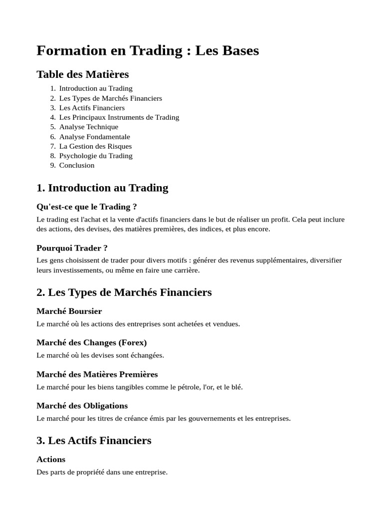 Les Bases Du Trading | PDF