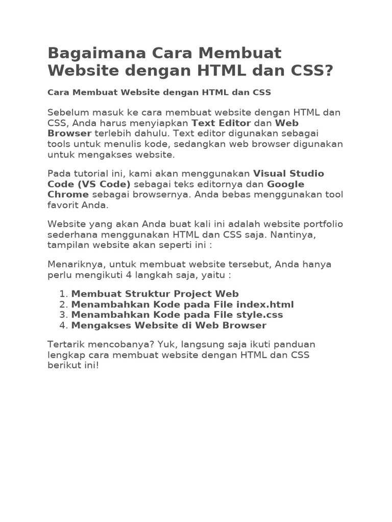Bagaimana Cara Membuat Website Dengan HTML Dan CSS | PDF