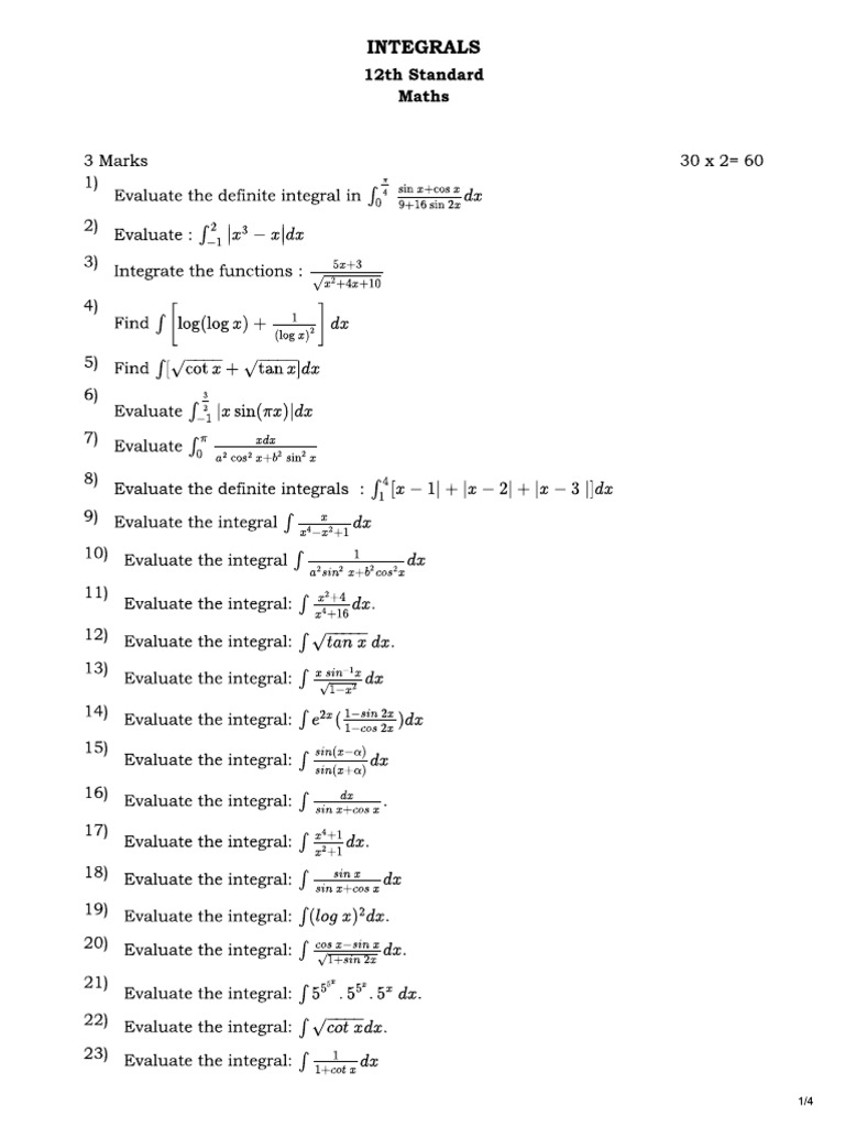 Integrals | PDF