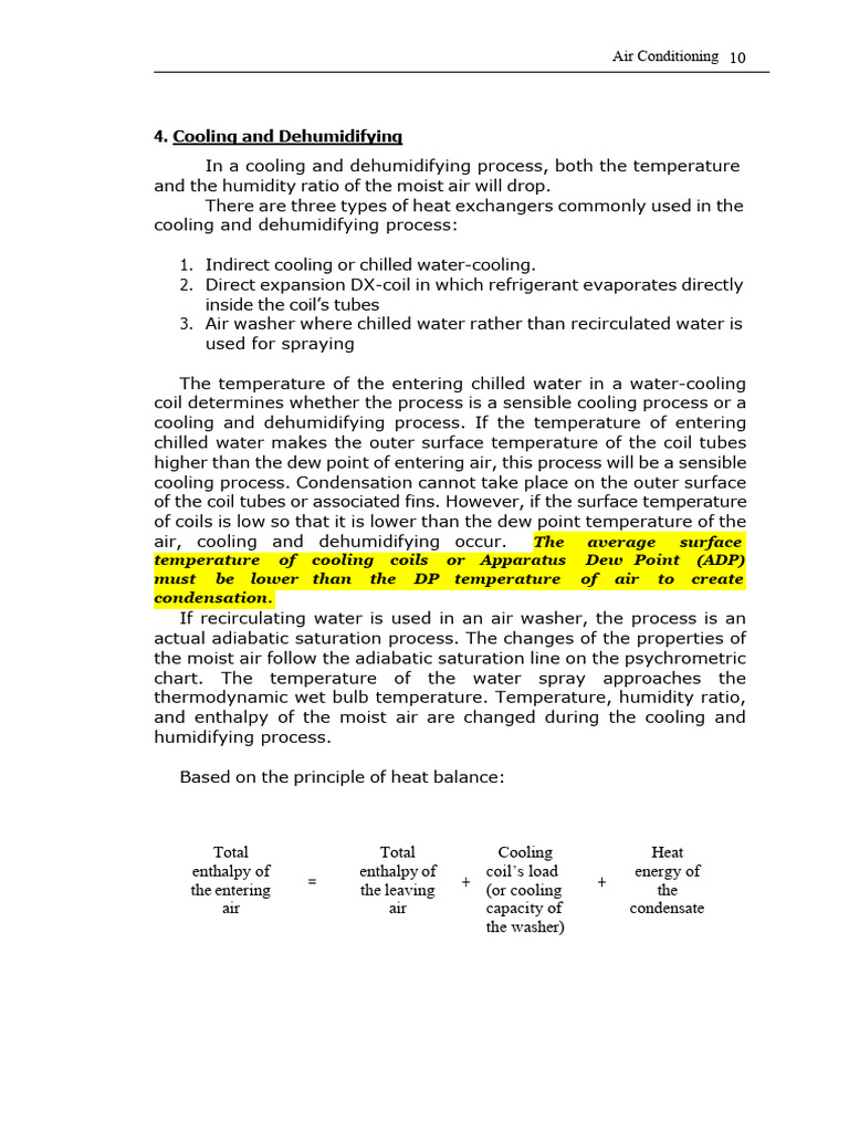 MODULE IIIB Processes in Air Conditioning | PDF