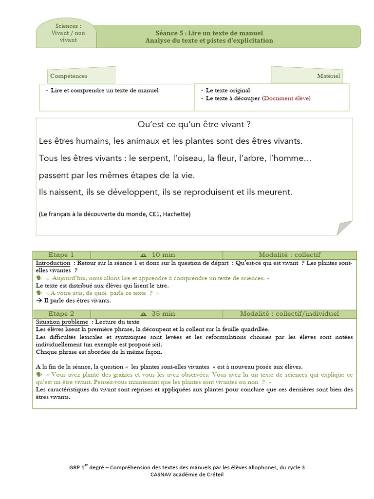 VNV Seance 5 Lecture Texte | PDF